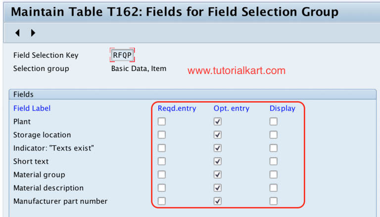 Sap Mm Define Screen Layout At Document Level For Rfq