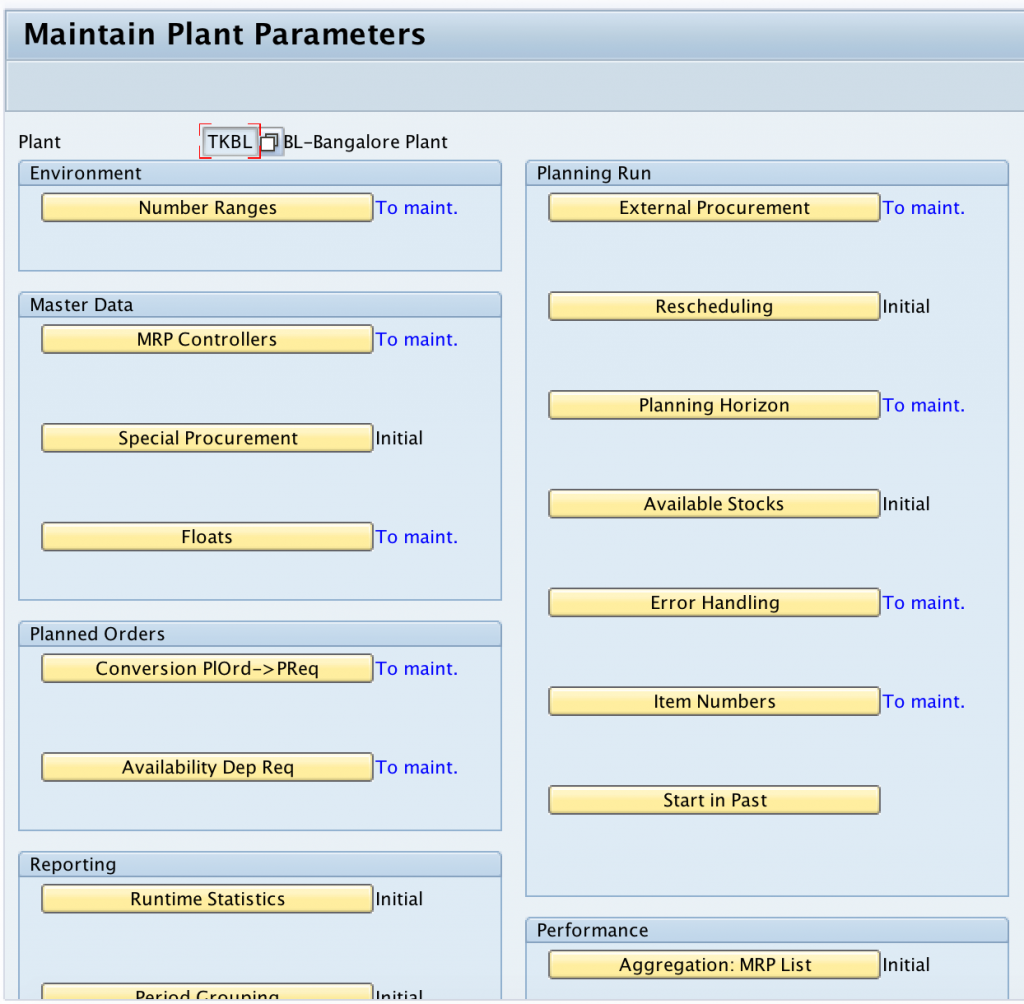 SAP MM - Maintain Plant Parameters for MRP