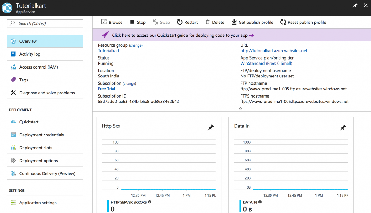 How To Create An Azure Web App Deploying Empty Web App