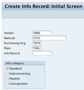 SAP MM - How to Create Purchase Info Record