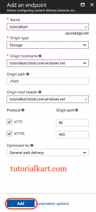 Microsoft Azure CDN - Content Delivery Network, Azure CDN endpoint