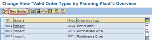 SAP PM - Assign Order Types to Planning Plant in SAP