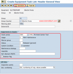 SAP PM - Create Task List for Equipment in SAP