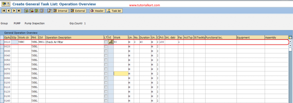 Sap Pm Create General Task List Task List Group