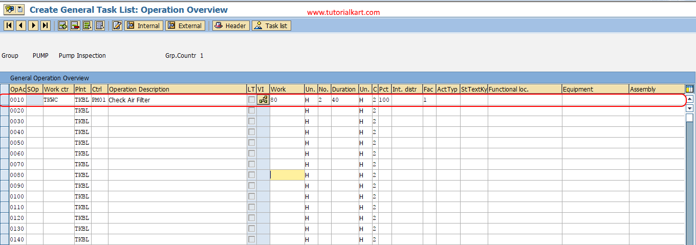 SAP PM Create General Task List Task List Group TutorialKart