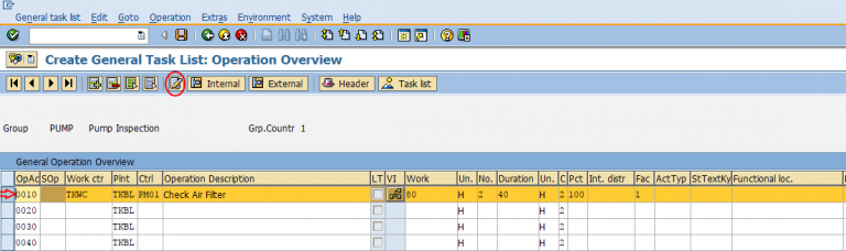 SAP PM - Create General Task List (Task List Group)
