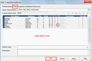 Create Rank Transformation in Informatica with example