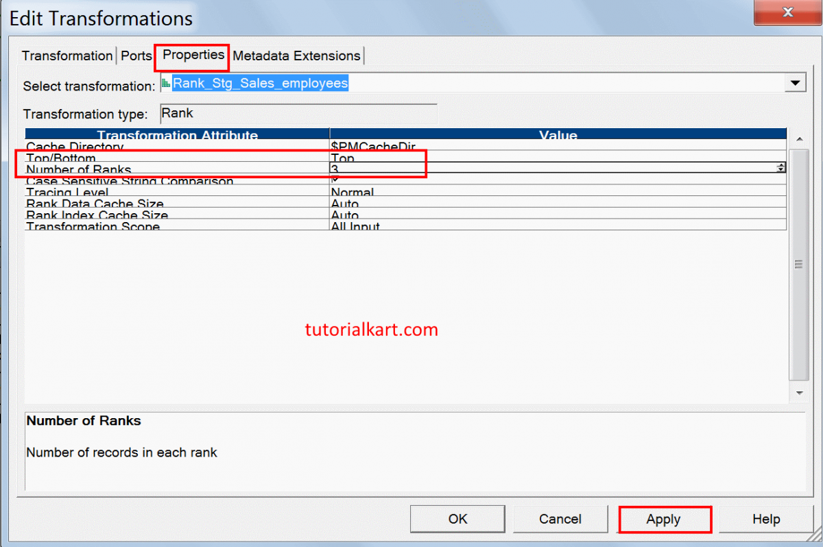 Create Rank Transformation in Informatica with example