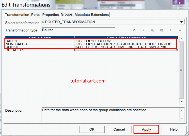 Router Transformation in Informatica - Multiple targets - TutorialKart