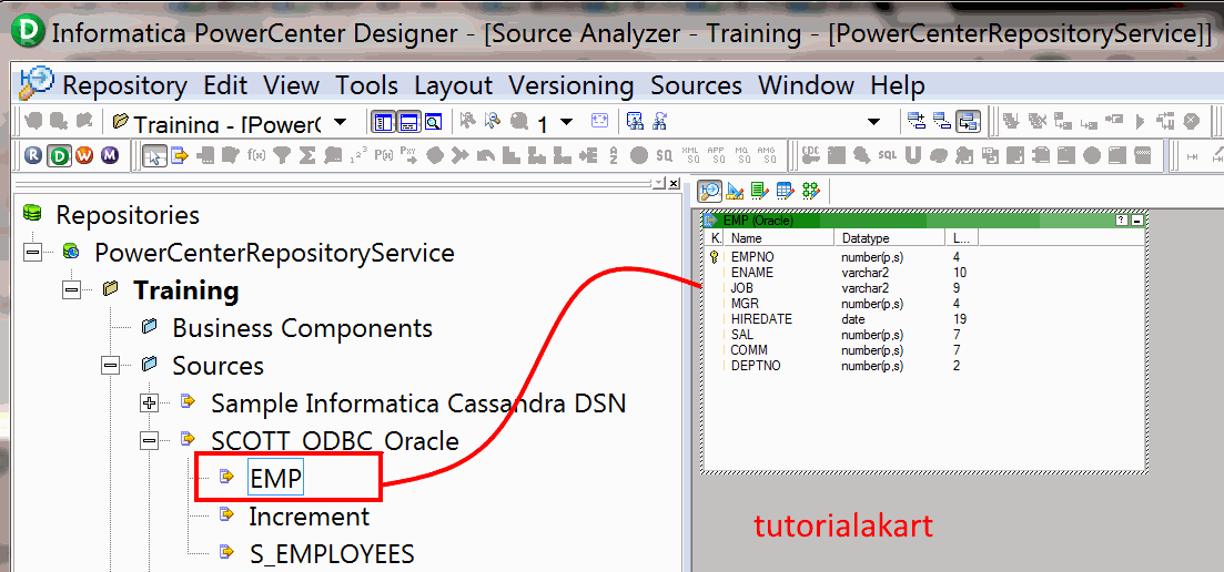 Informatica Source Analyzer - Import Source form Database