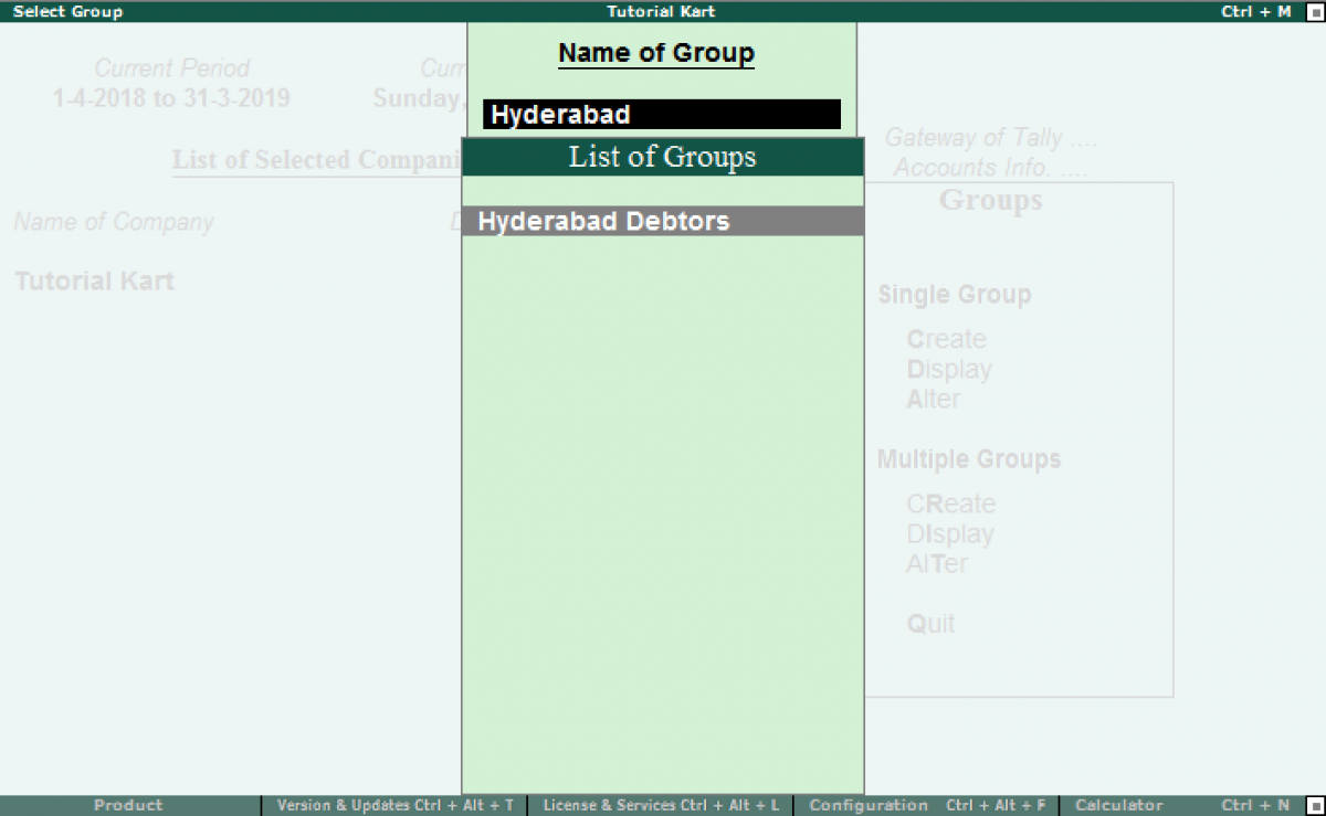How to Create Group in Tally and How to Alter & Display