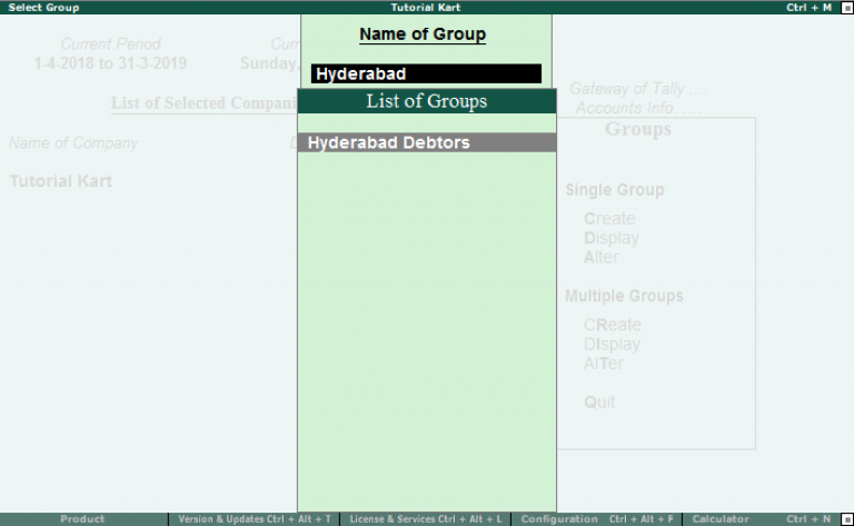 How to Create Group in Tally and How to Alter & Display