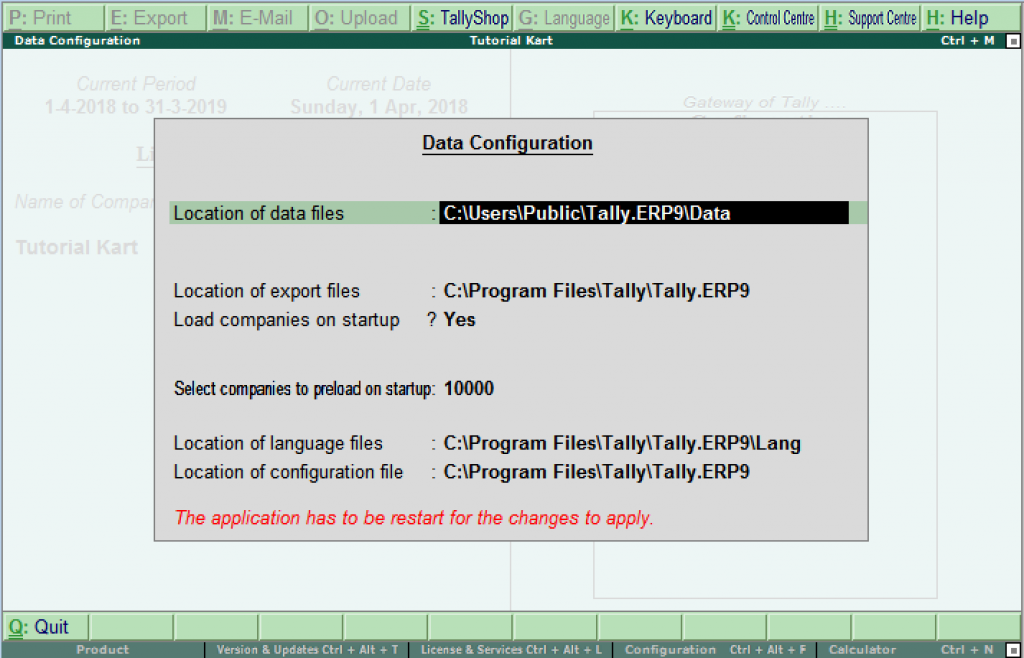 Configurations in Tally ERP 9 (F12: Configuration)