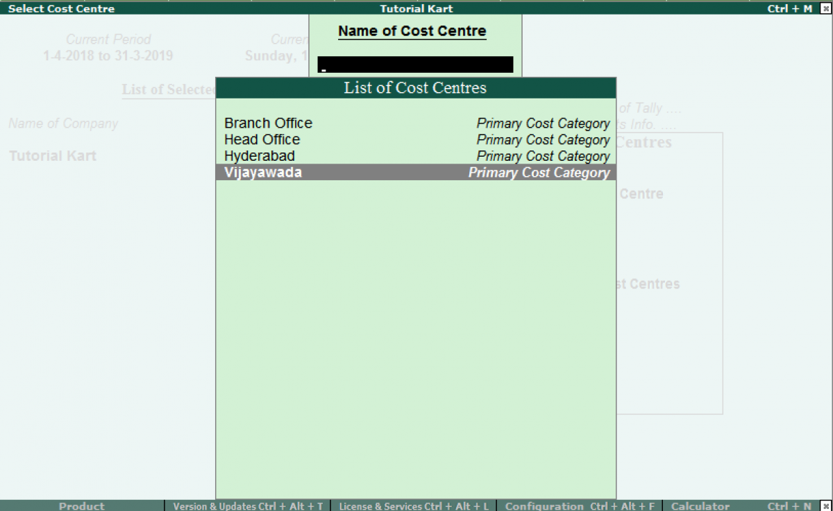How to Create, Display & Alter Cost Centre in Tally (Single Cost Centre)