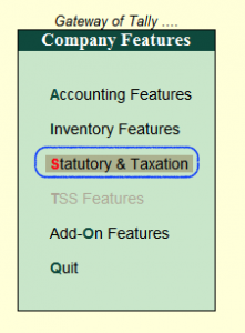 Statutory & Taxation in Tally (F3: Statutory)