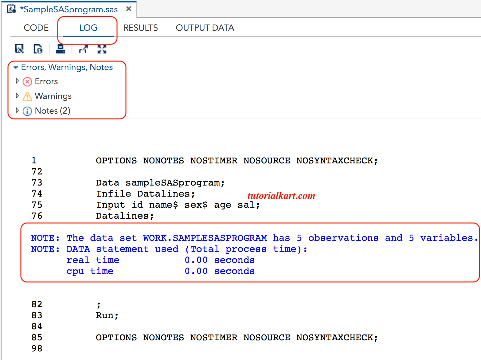 Writing Our First Sample SAS Program TutorialKart