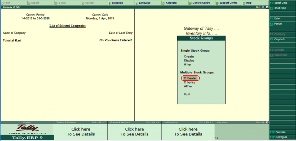 How to Create Multiple Stock Groups in Tally