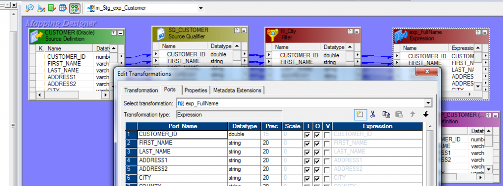 Creating Expression Transformation in Informatica