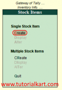 How to Create Stock Items In Tally