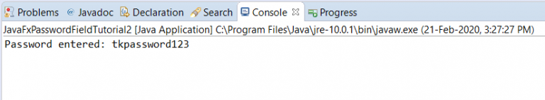 JavaFX PasswordField Tutorial