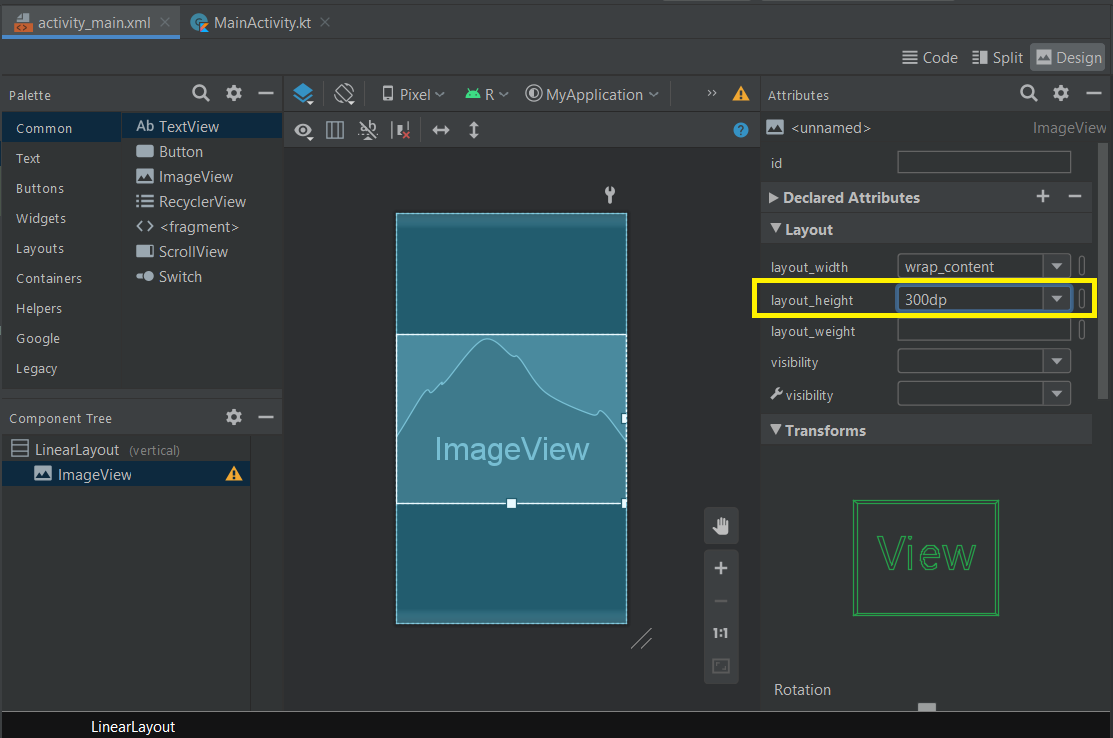 How To Set Specific Height For Imageview In Kotlin Android