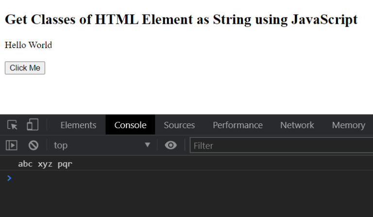 How To Get Class Names Of An Html Element As String In Javascript