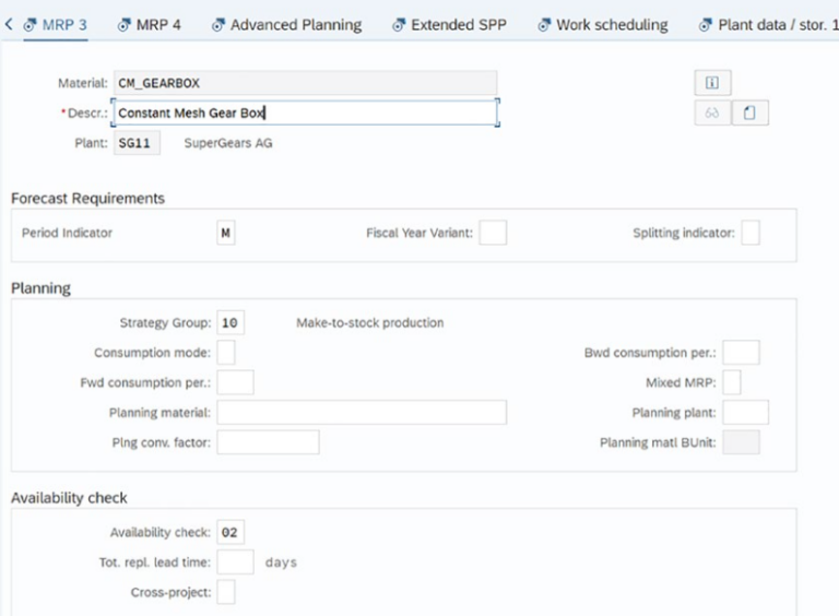 MRP3 View in SAP: Forecasting, Planning, and Availability Checks