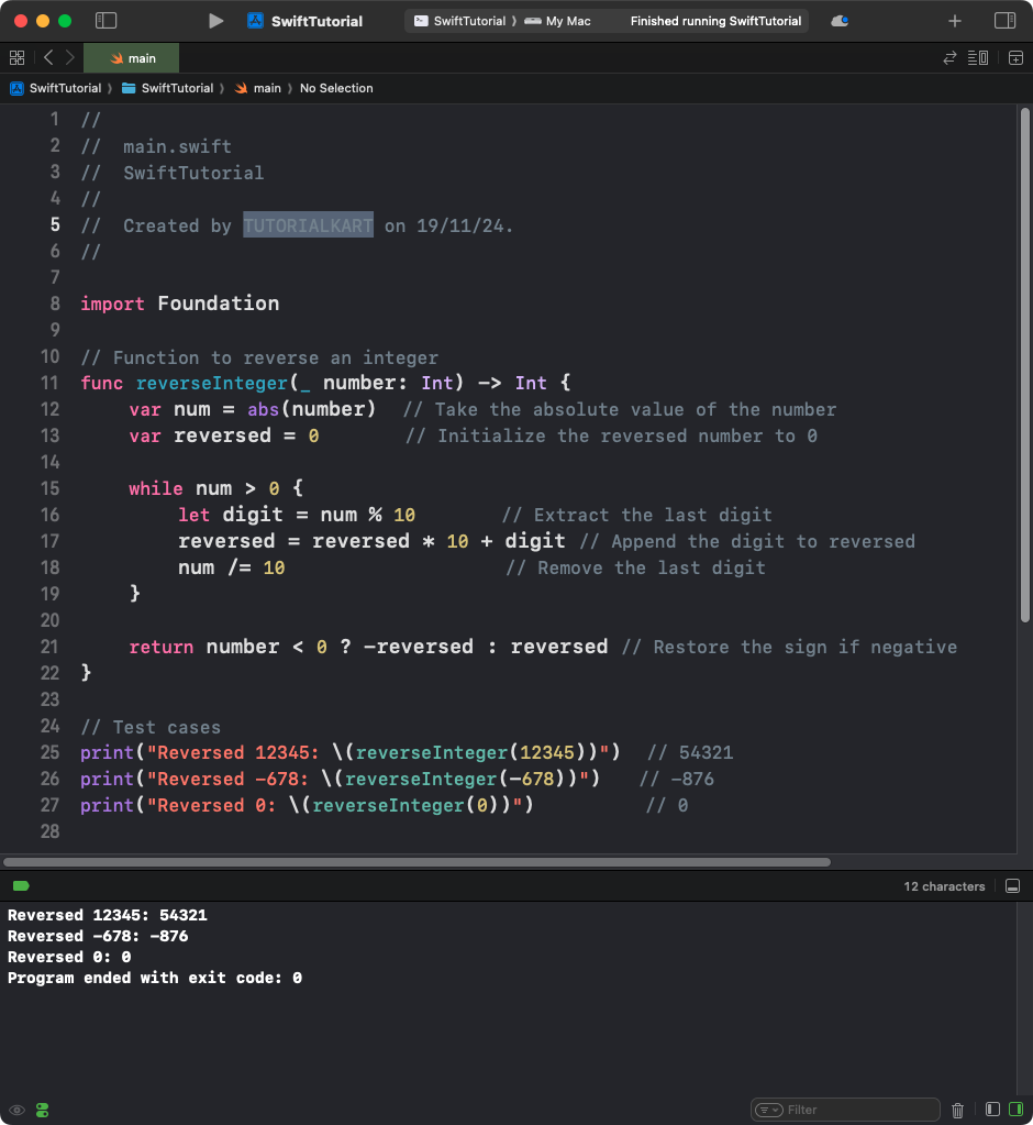 Swift - Reverse an Integer