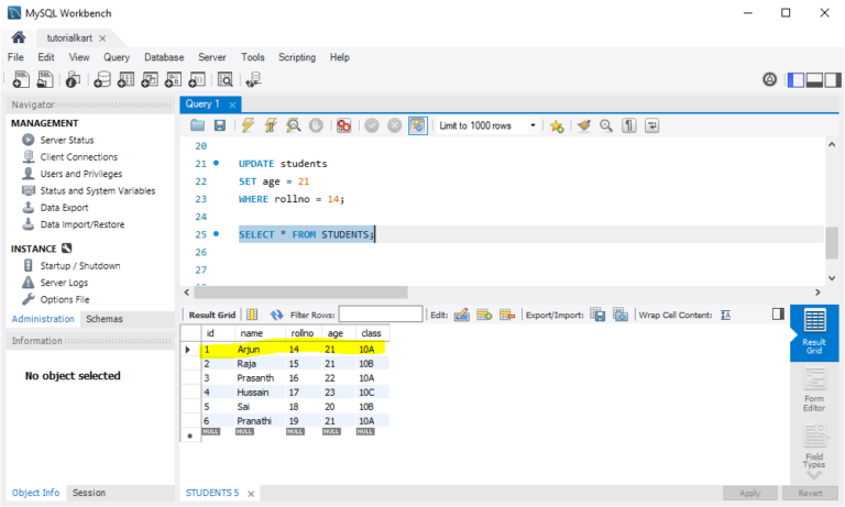MySQL - Update Rows in Table - Examples