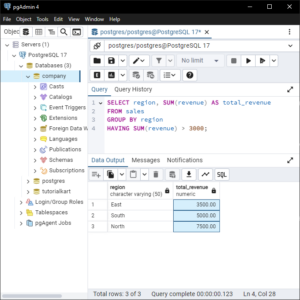 PostgreSQL - HAVING Clause - Examples
