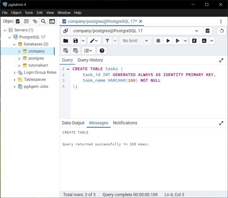 PostgreSQL - Create Table with Auto-increment ID - Examples