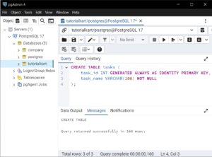 PostgreSQL - Create Table with Primary Key Autoincrement