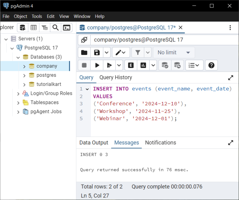 PostgreSQL - Create Table with Date Column - Examples