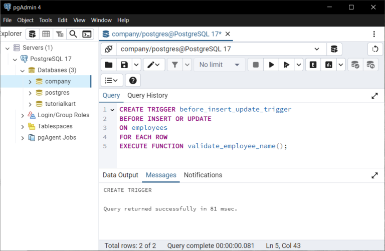 PostgreSQL - Triggers