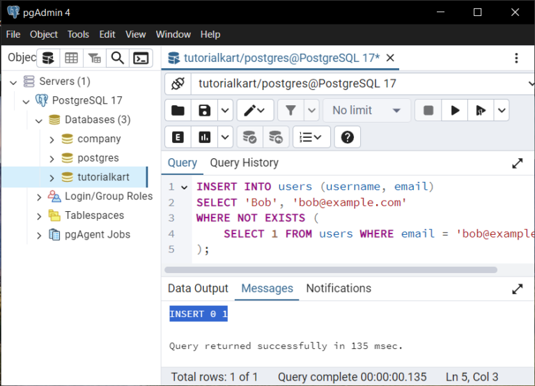 PostgreSQL - Insert Row if Not Exists in Table