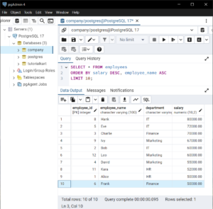 PostgreSQL - Select Top 10 Rows from Table