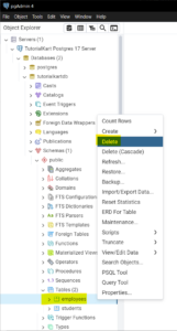How to Delete a Table in pgAdmin 4? Steps and Explanation