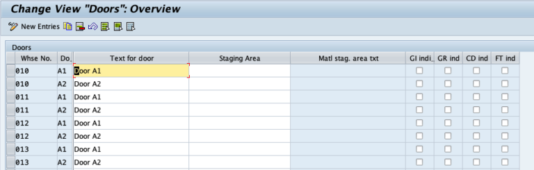 Door and Staging Areas in SAP Warehouse Management