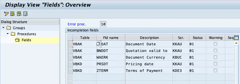 Configuring Log of Incomplete Items in SAP