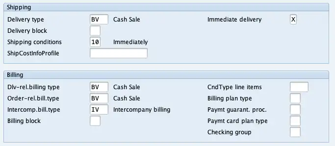 Cash Sales Order Type in SAP