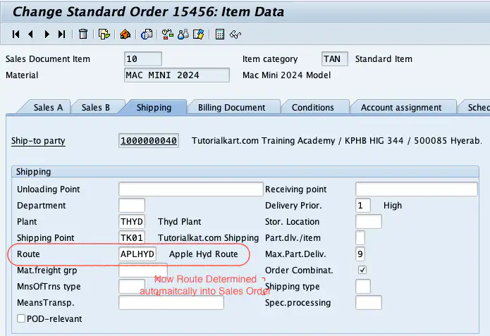 How to Determine Route Automatically into Sales Order in SAP?