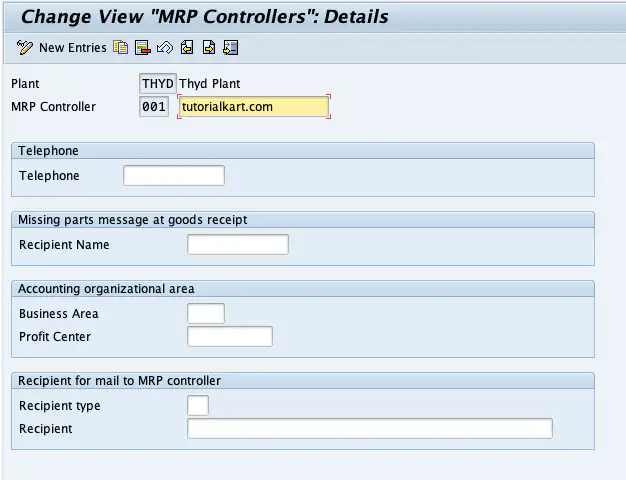 MRP Controller 001 Does Not Exist for Plant