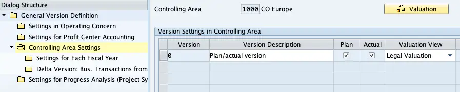 Creating a version for group valuation