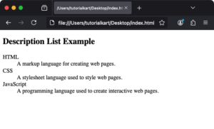 HTML dt Tag