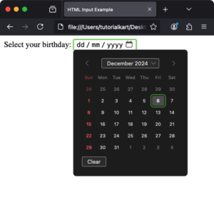 HTML Input Date
