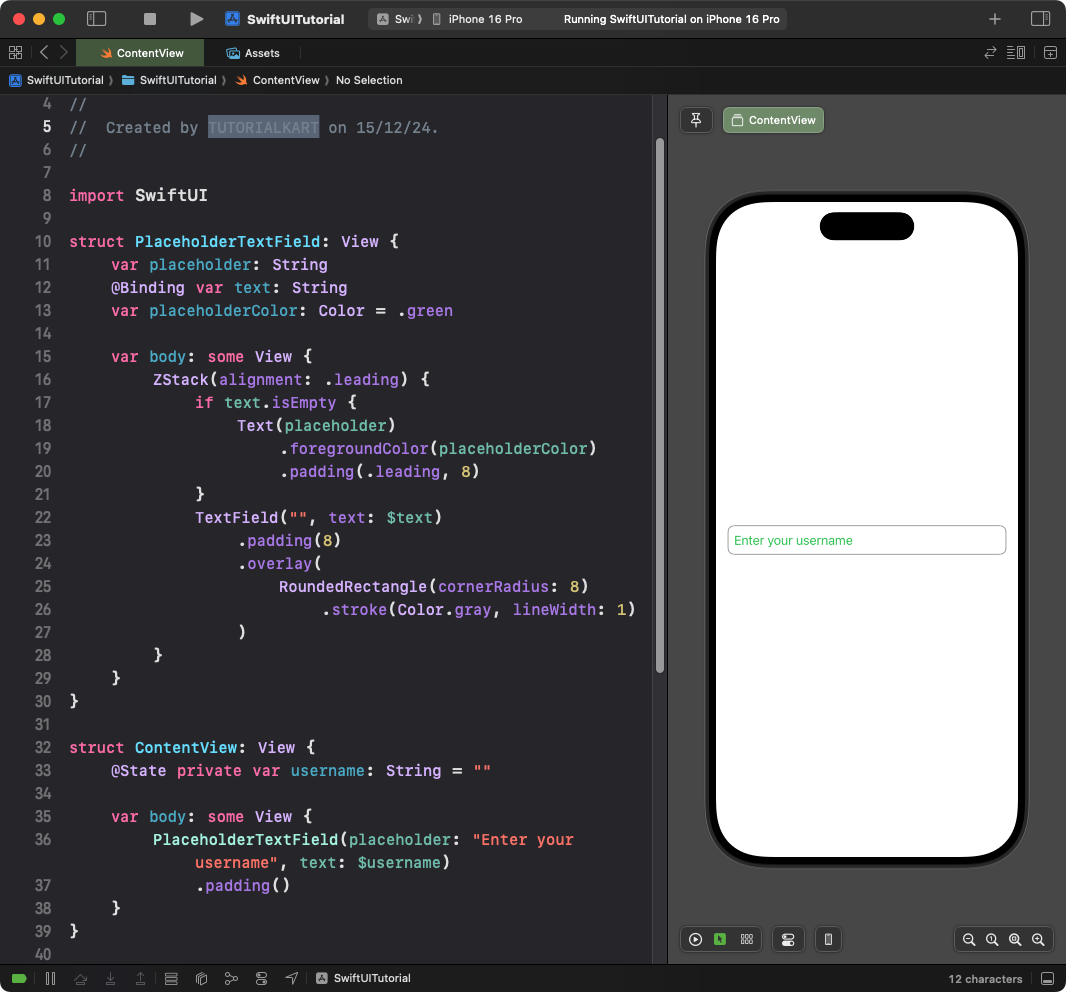 SwiftUI - TextField Placeholder Color - Examples [2]