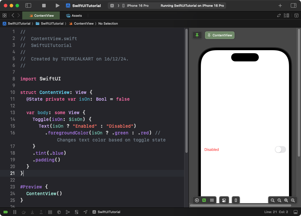 SwiftUI Toggle Color - Examples [4]