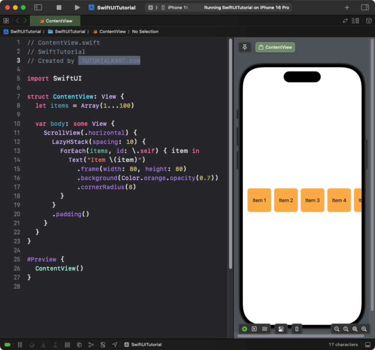 SwiftUI LazyHStack - Syntax and Basic Examples [3]