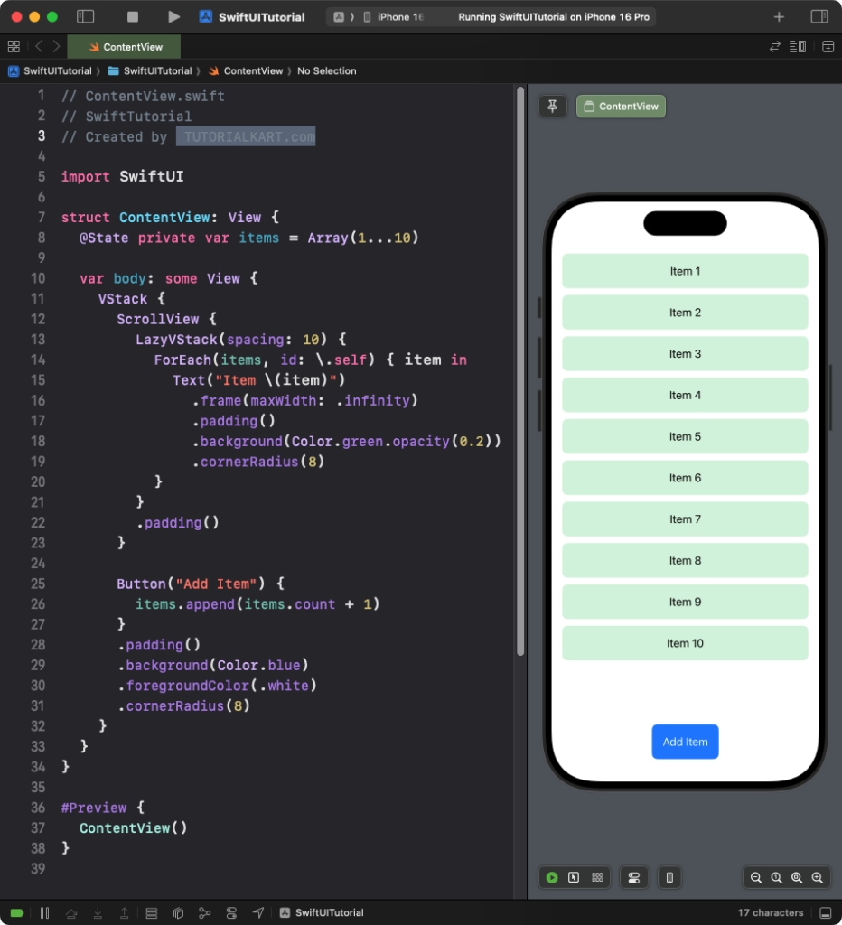 SwiftUI LazyVStack - Syntax and Basic Examples