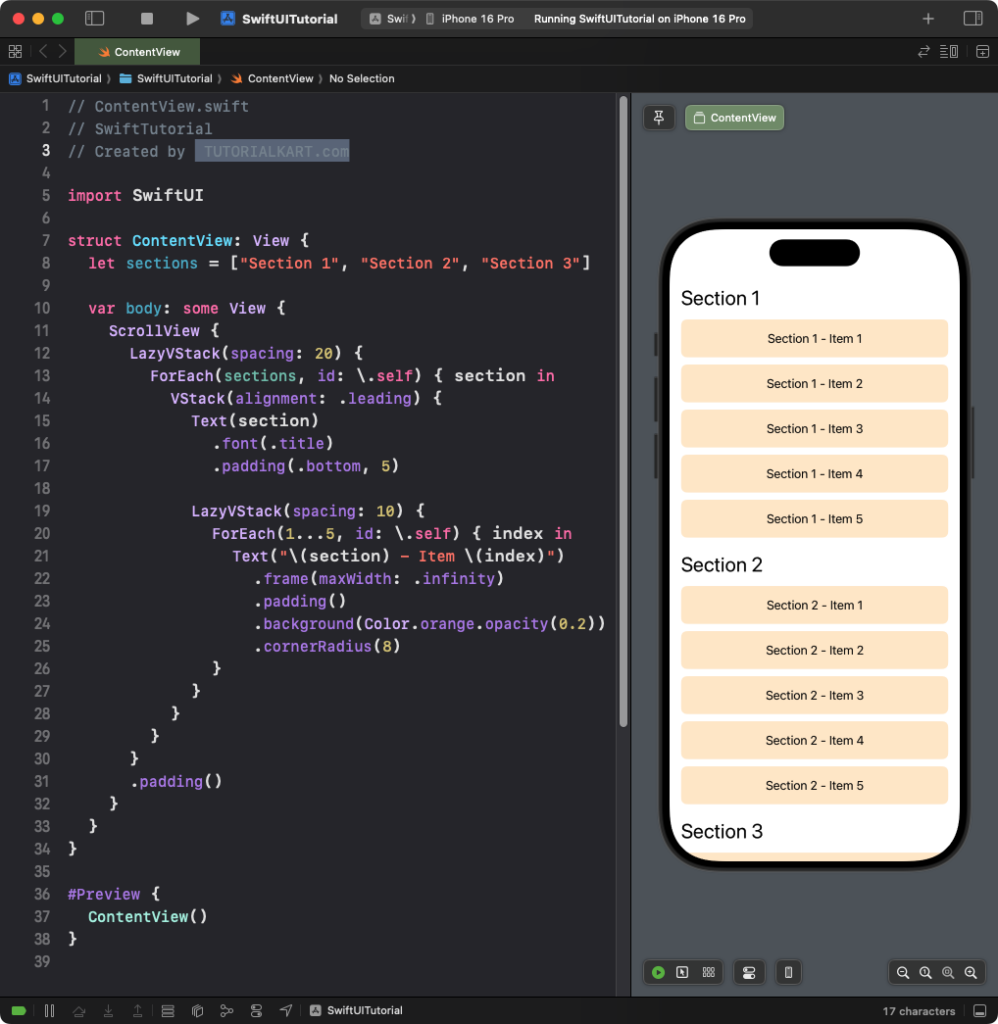 SwiftUI LazyVStack - Syntax and Basic Examples